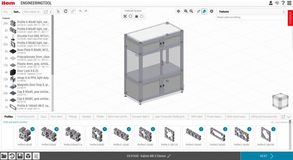 item Engineeringtool – options for fastening panels into the groove ...